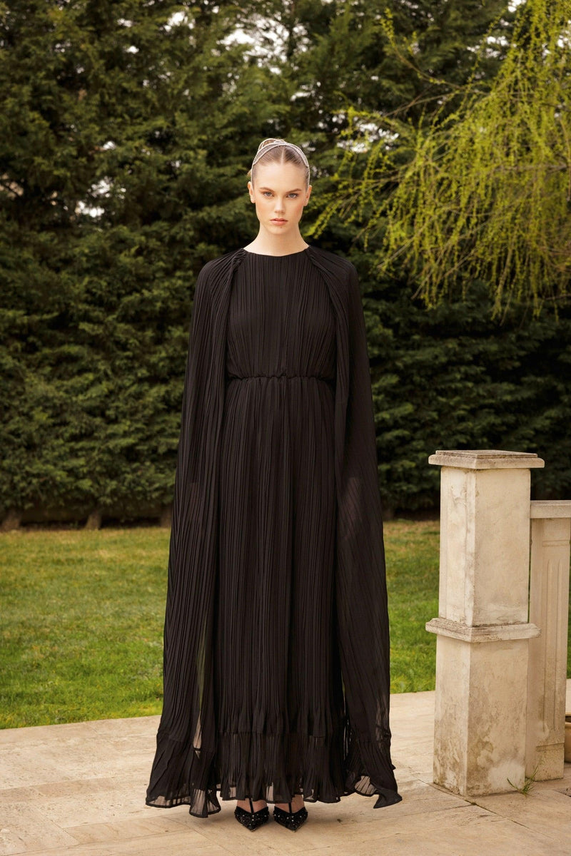 Lauren Siyah Pelerinli Abiye Elbise - My Rental Dress